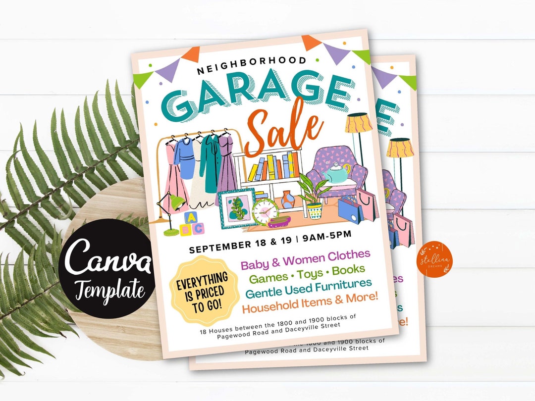 Garage Sale Flyer, Printable PTA PTO Flyer, School Church Fundraiser ...