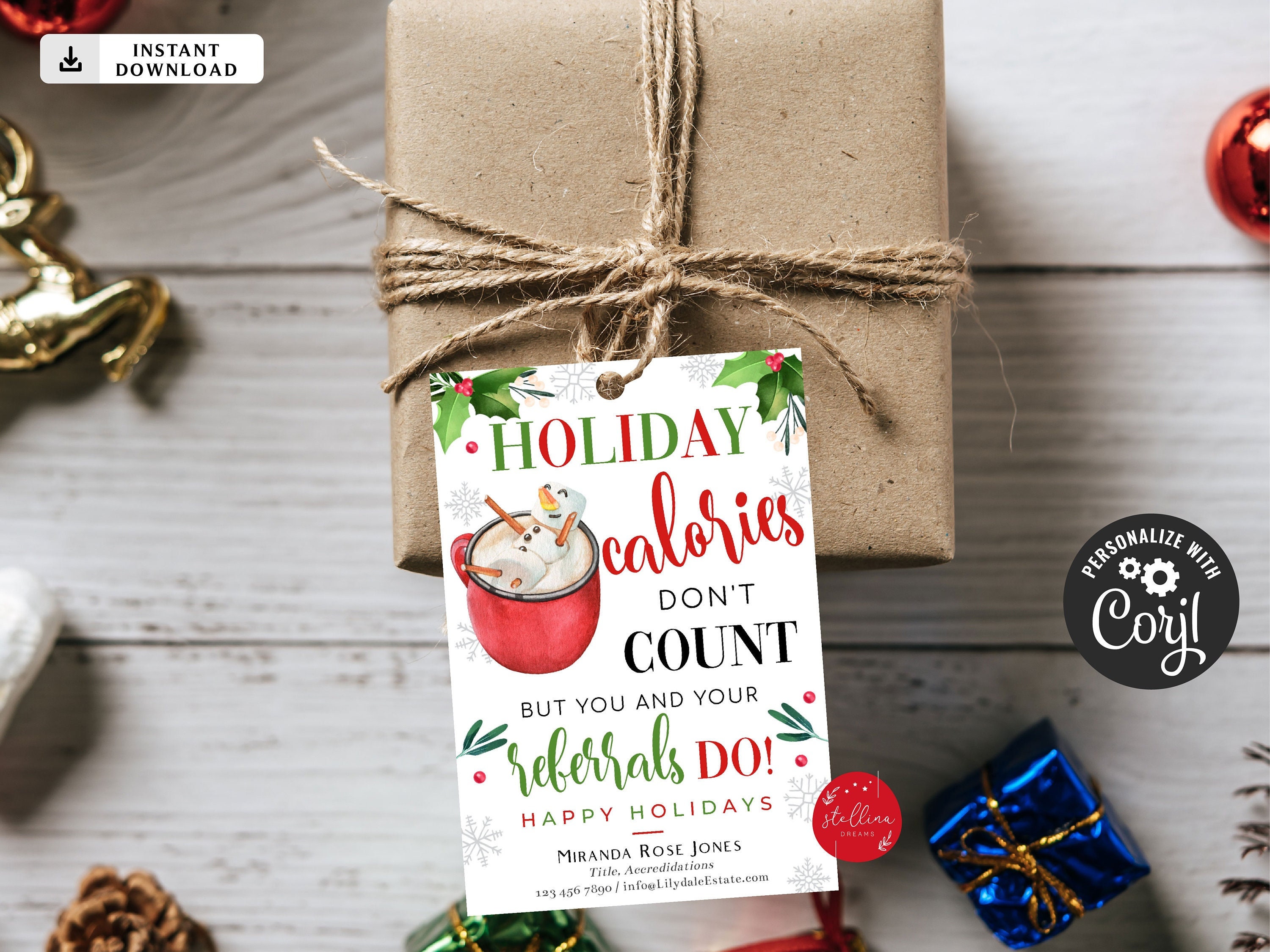 EDITABLE Holiday Calories Don't Count, Realtor Christmas Hot Cocoa Bomb ...
