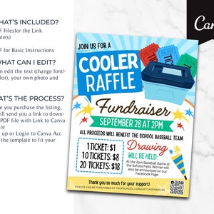 Editable Cooler Raffle Ticket Fundraiser Flyer, Food Drink Raffle ...