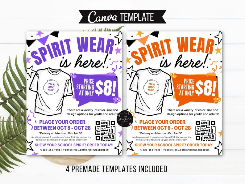 EDITABLE School Spirit Wear Fundraiser Flyer, Clothing T-shirt Sale ...