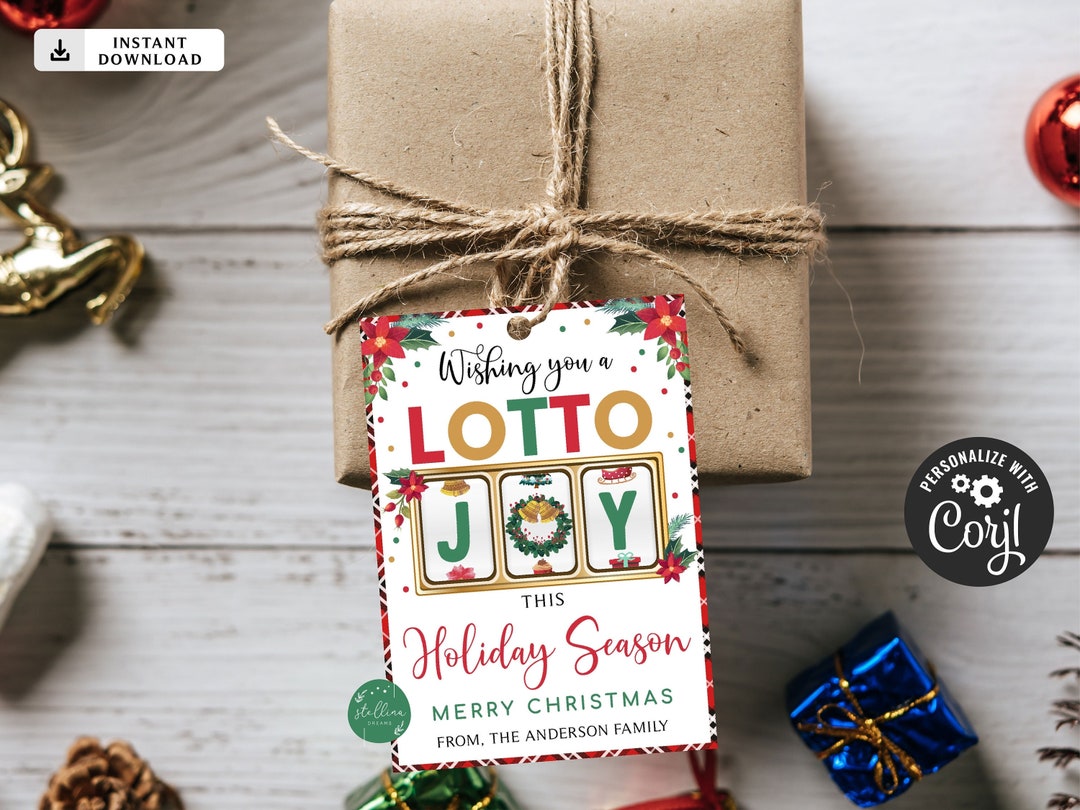 Editable Christmas Lottery Gift Tag Printable, Wishing You a Lotto Joy ...