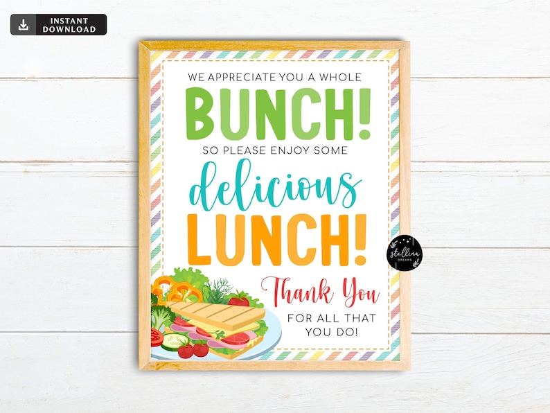 We Appreciate You a Bunch Enjoy Lunch Lunch Thank You Sign - Etsy