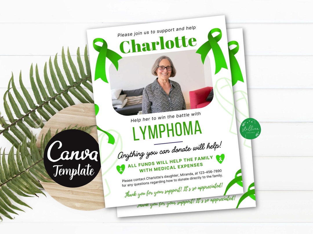 Lymphoma Fundraiser Flyer: Green Ribbon, Editable CANVA Template ...