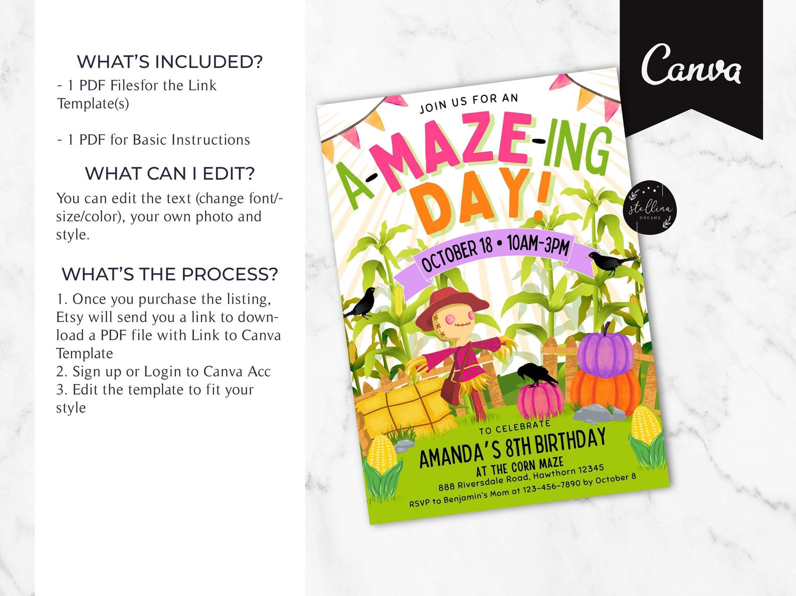 Editable Girl Corn Maze Birthday Invitation, Pumpkin Farm Pumpkin Patch ...