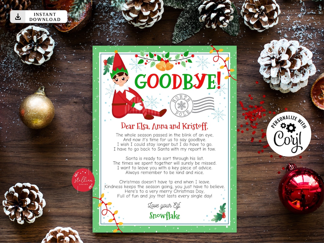 EDITABLE Elf Goodbye Letter, Elf Letter, Elf Kit, Elf Farewell Letter ...