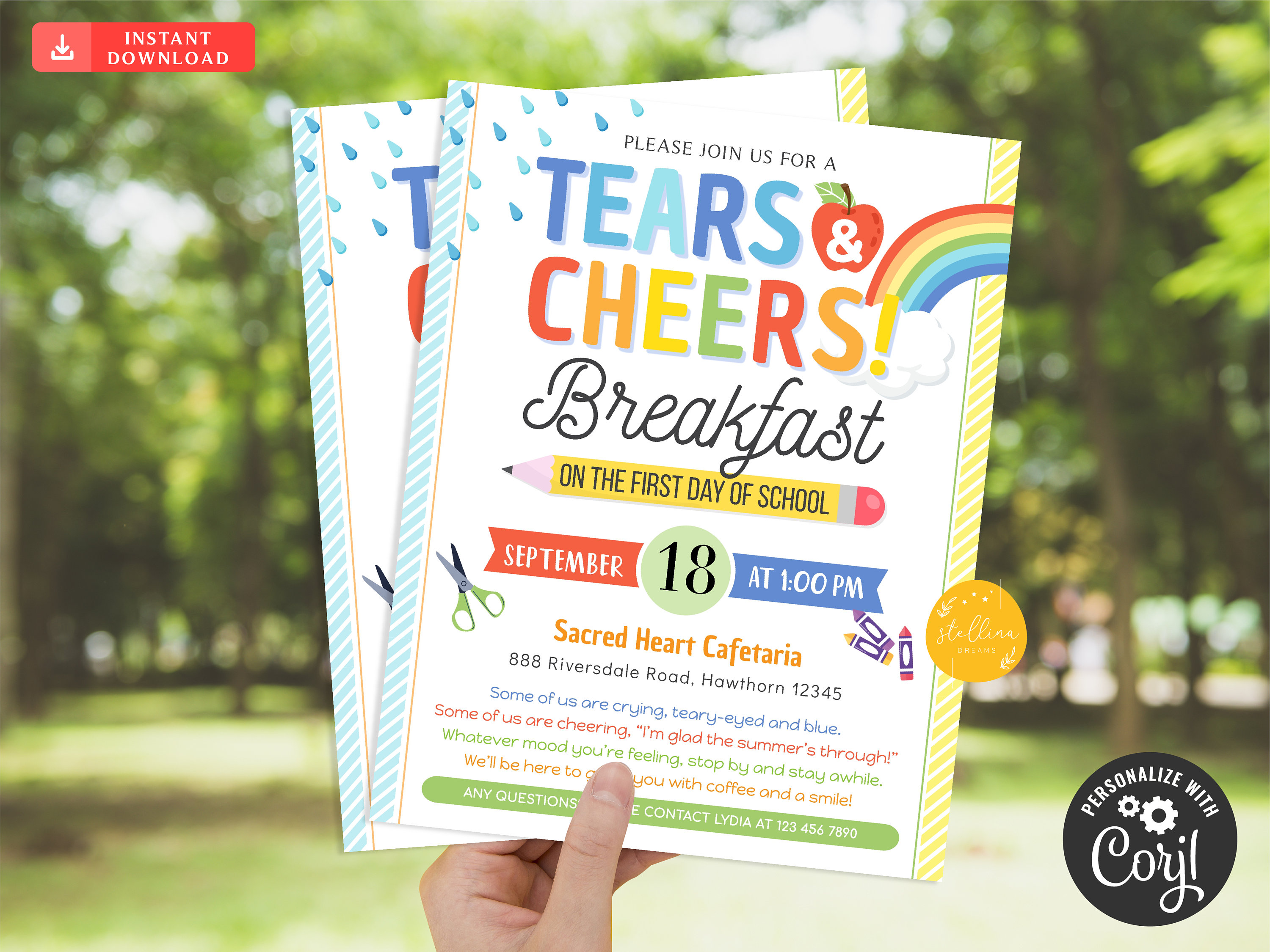 Tears and Cheers Breakfast Invitation Printable PTA PTO Flyer - Etsy