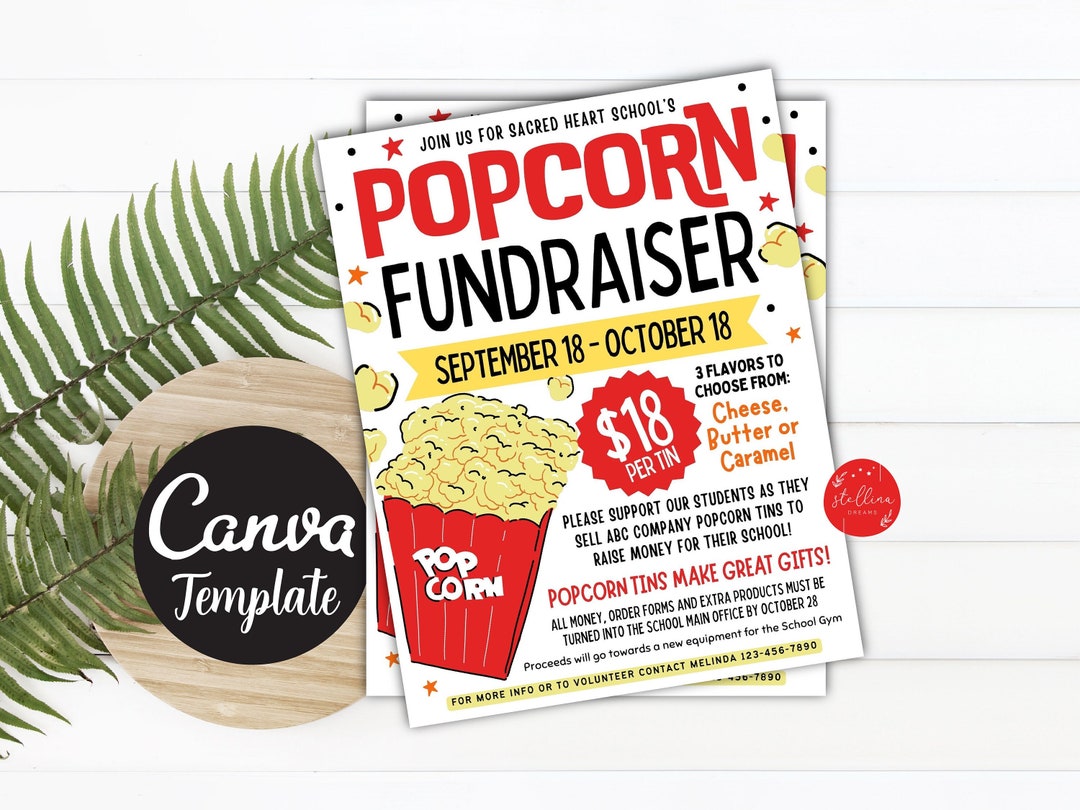 Editable Popcorn Fundraiser Flyer, Printable PTA, PTO, School Church ...