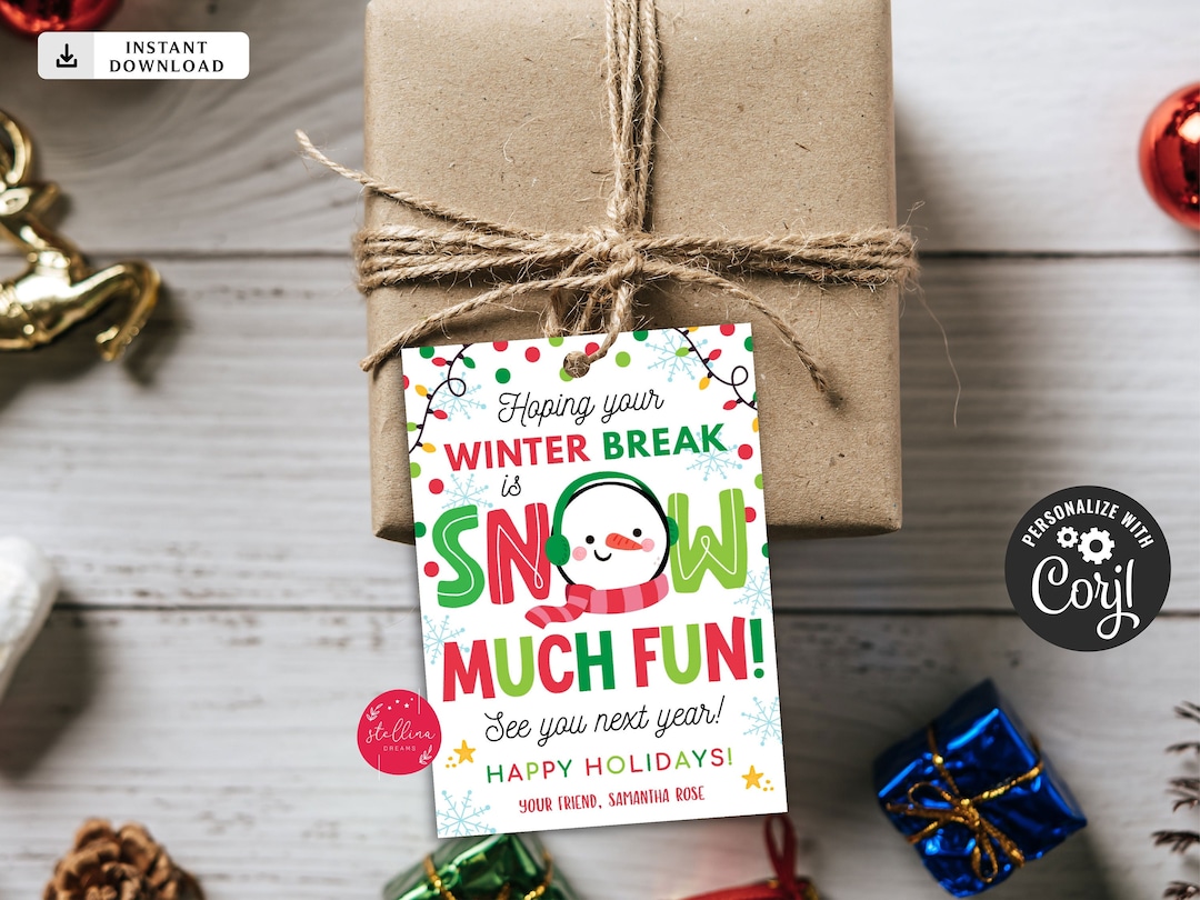 Hope Your Winter Break is Snow Much Fun Tag From Teacher Holiday Gift ...