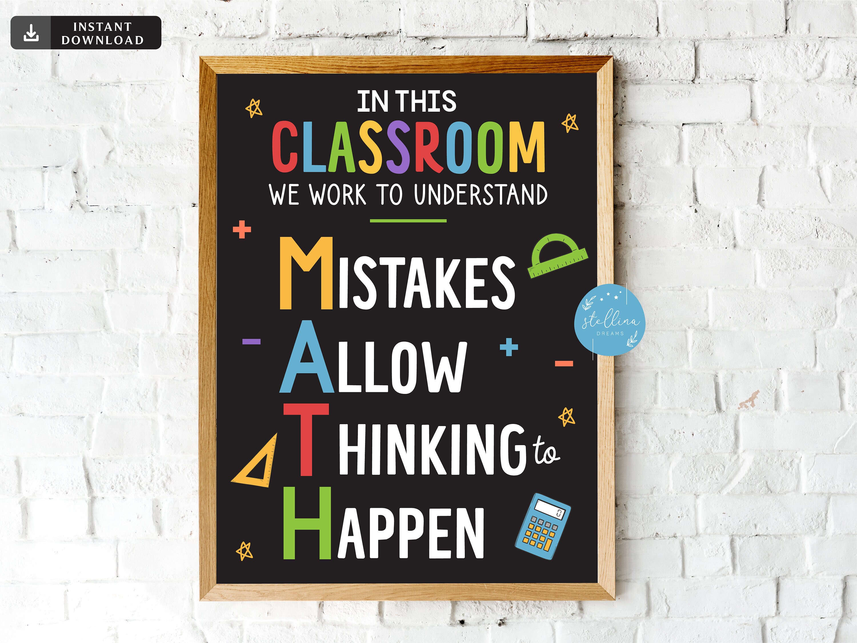 MATH Teacher Classroom Poster, Printable Mistakes Math Classroom ...