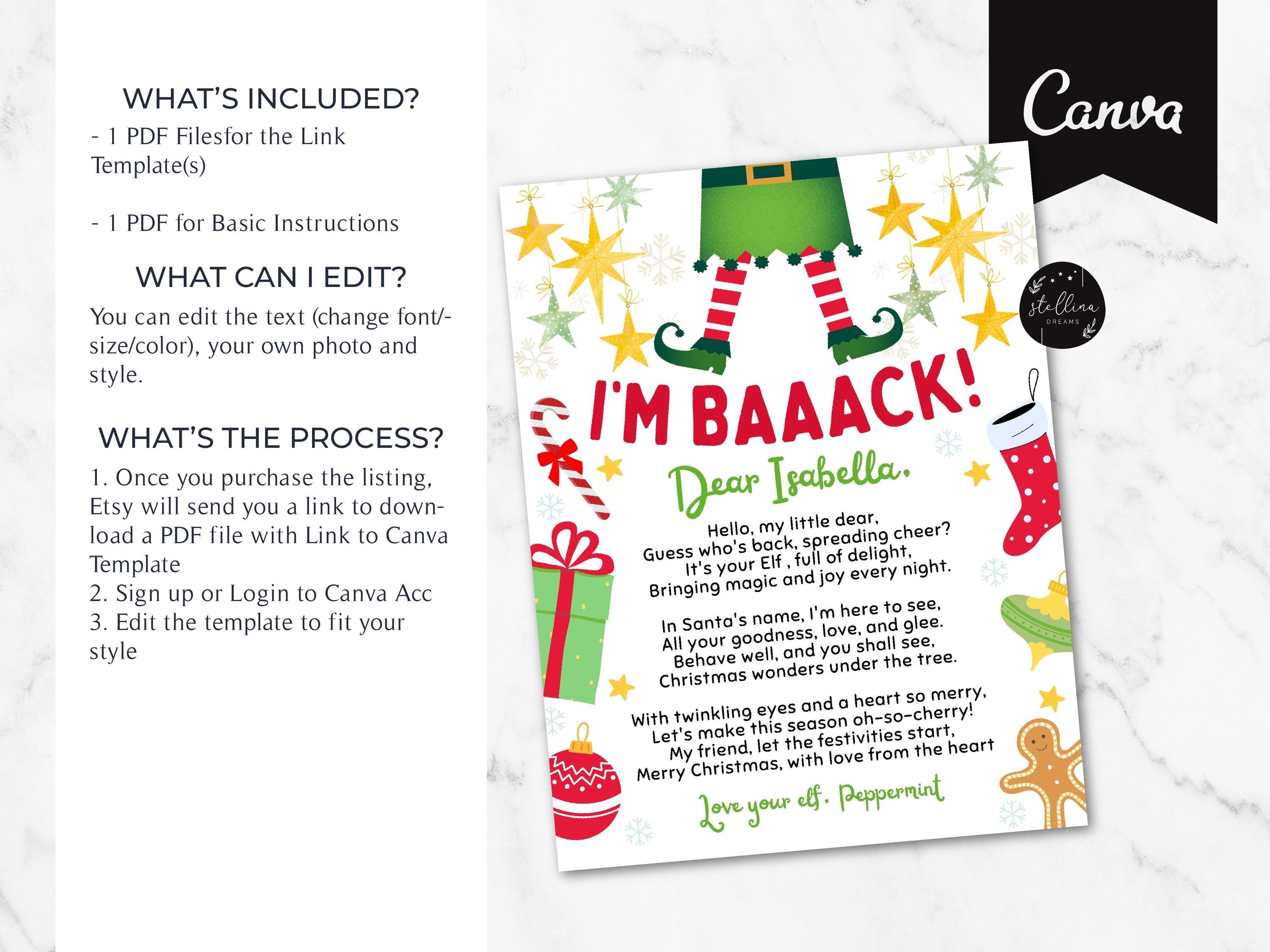 Editable Elf Letter: Christmas Printable Canva Template (DIY) Hello ...