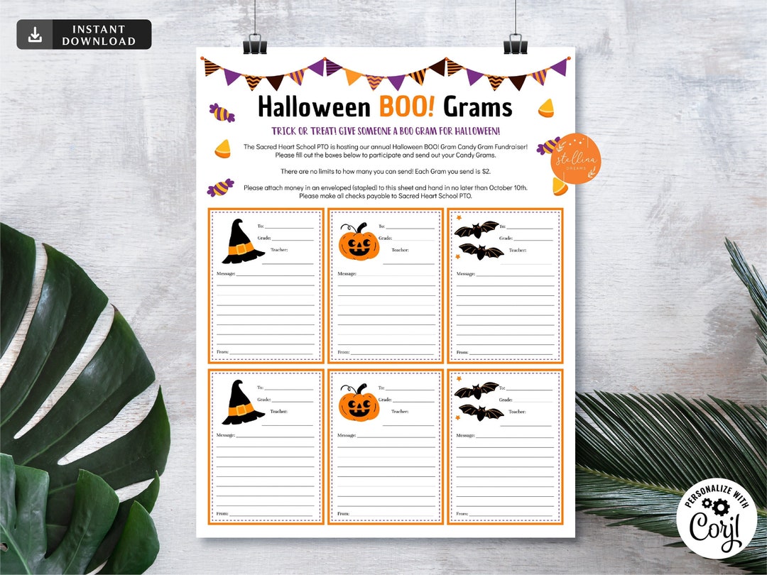 Halloween Candy Gram Flyer, Boo Grams, School Fundraiser Template, Fall ...