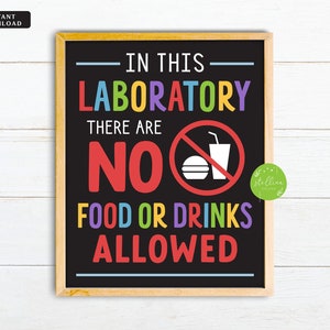 No Food or Drinks Allowed School Poster, Laboratory Poster, Science ...