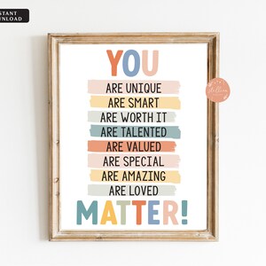 You Matter Classroom Poster, Therapist Office, School Office Decor ...