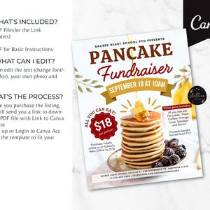Editable Pancake Breakfast Fundraiser Flyer, School Pto Pta, Church ...