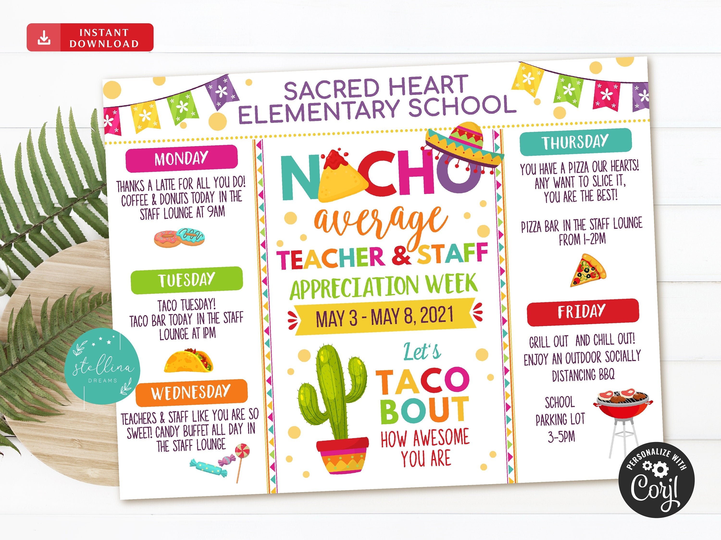Editable Nacho Average Teacher Appreciation Week Poster, Fiesta Teacher ...