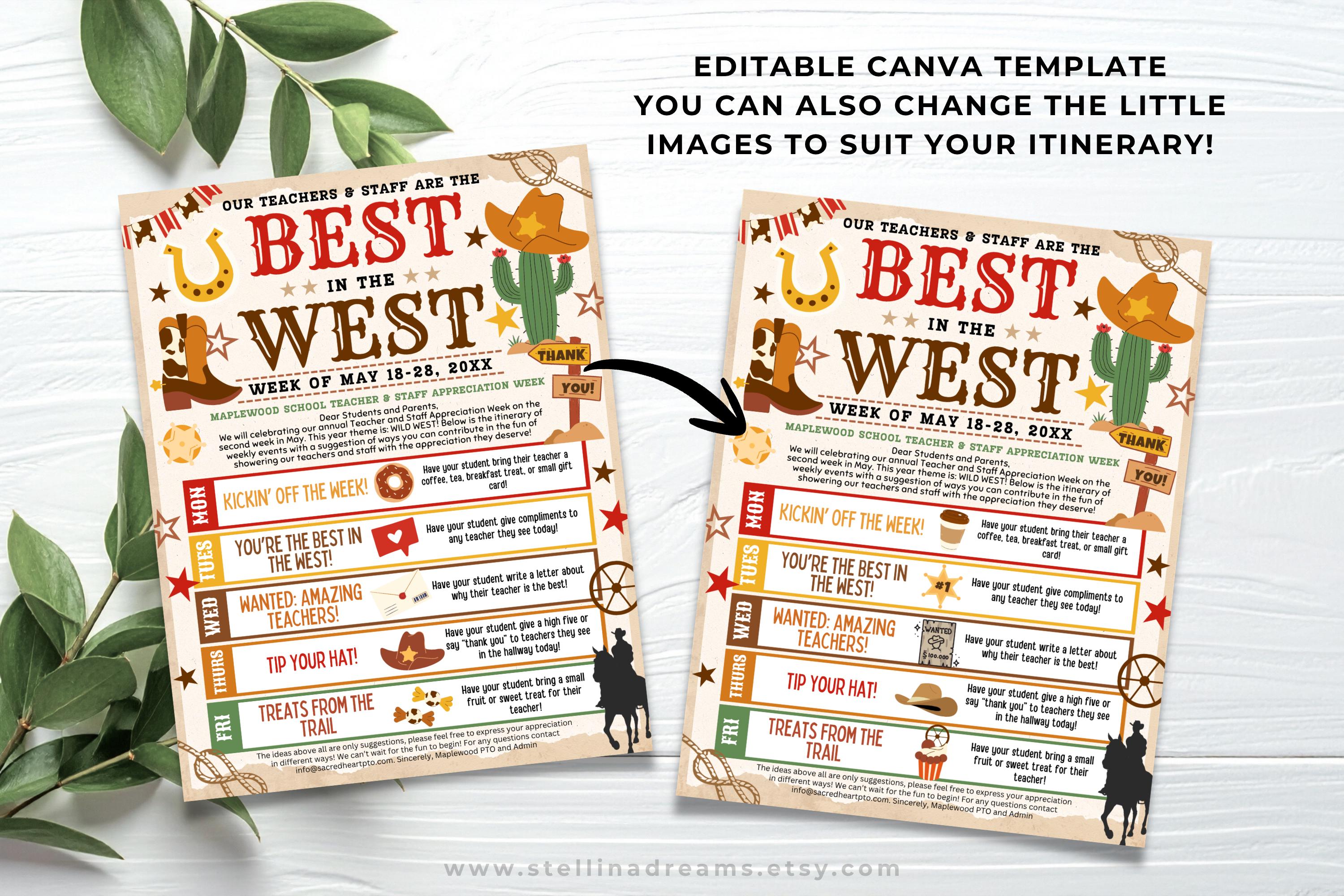 Western Teacher Appreciation Week Take Home Sheet | Wild West Them ...