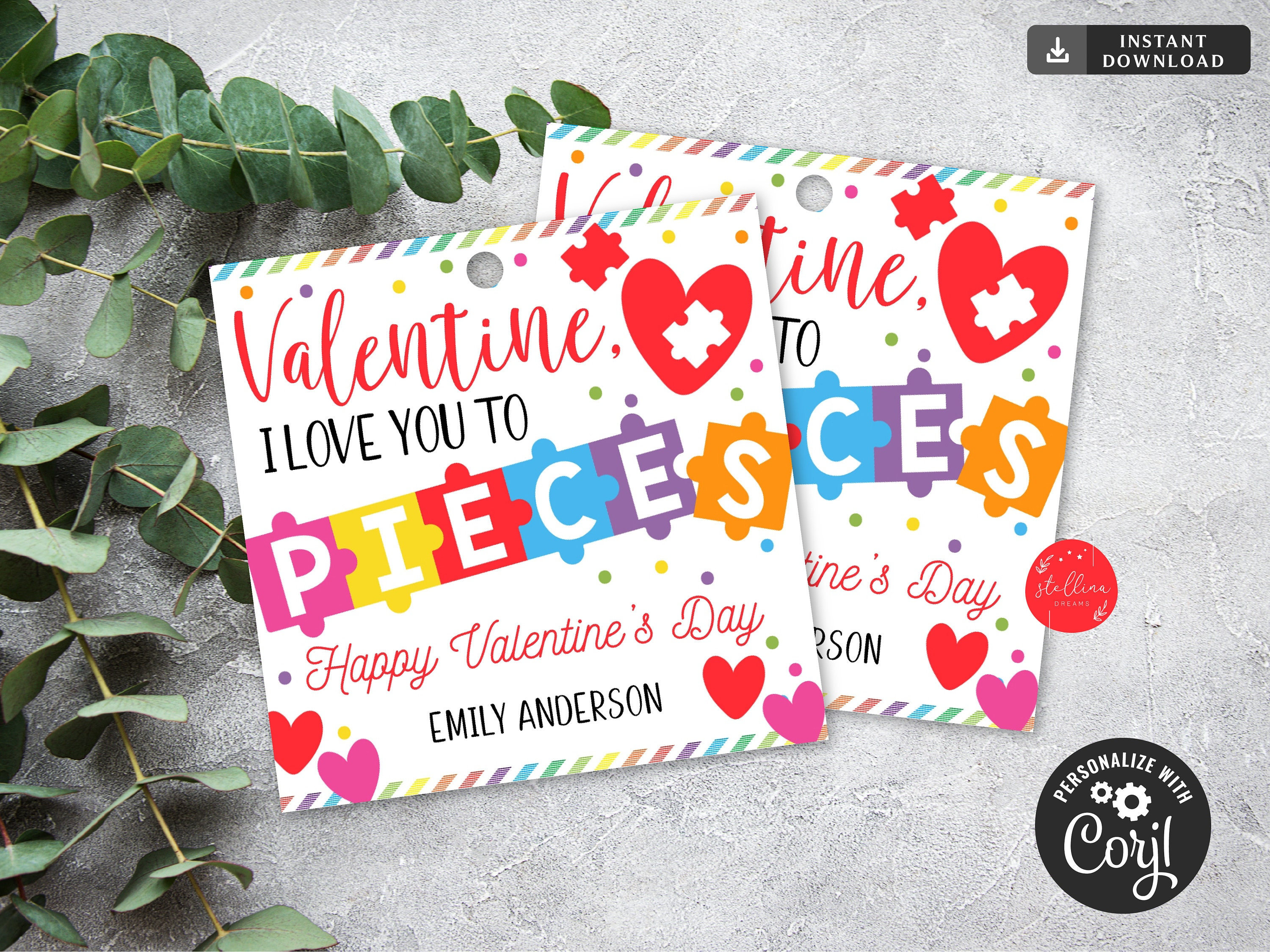 Valentine Puzzle Gift Tag Printable Love You to Pieces Tags - Etsy