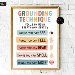 Grounding Technique Poster, Office Decor Therapy Office School ...