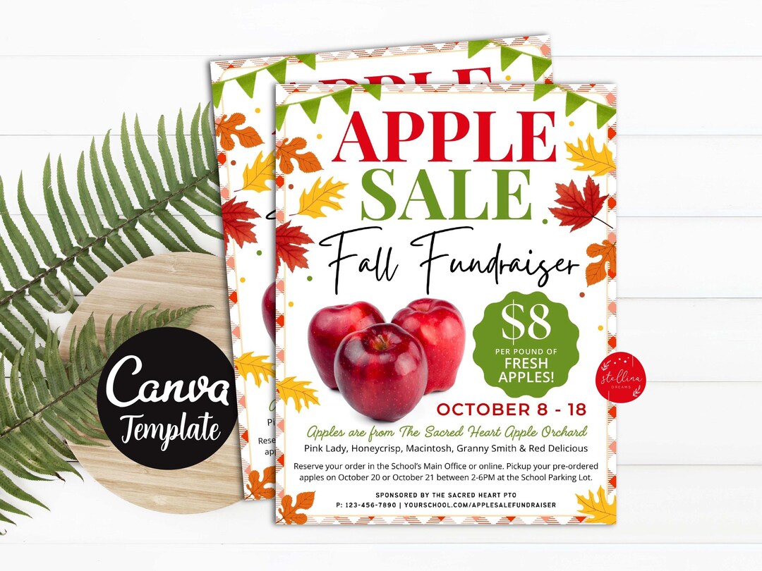 Editable Apple Sale Fundraiser Flyer/poster Printable Invitation ...