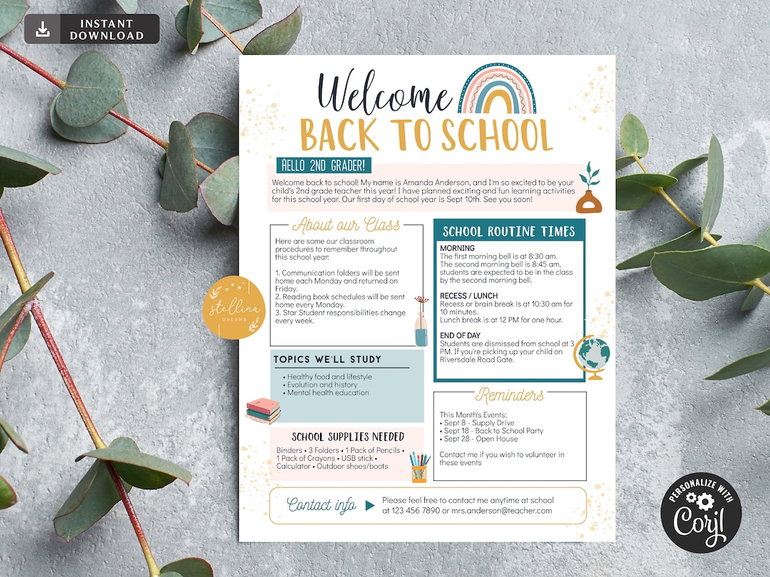 EDITABLE School Newsletter, Back to School Letter, Welcome Back to ...