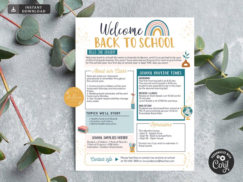 EDITABLE School Newsletter Back to School Letter Welcome - Etsy