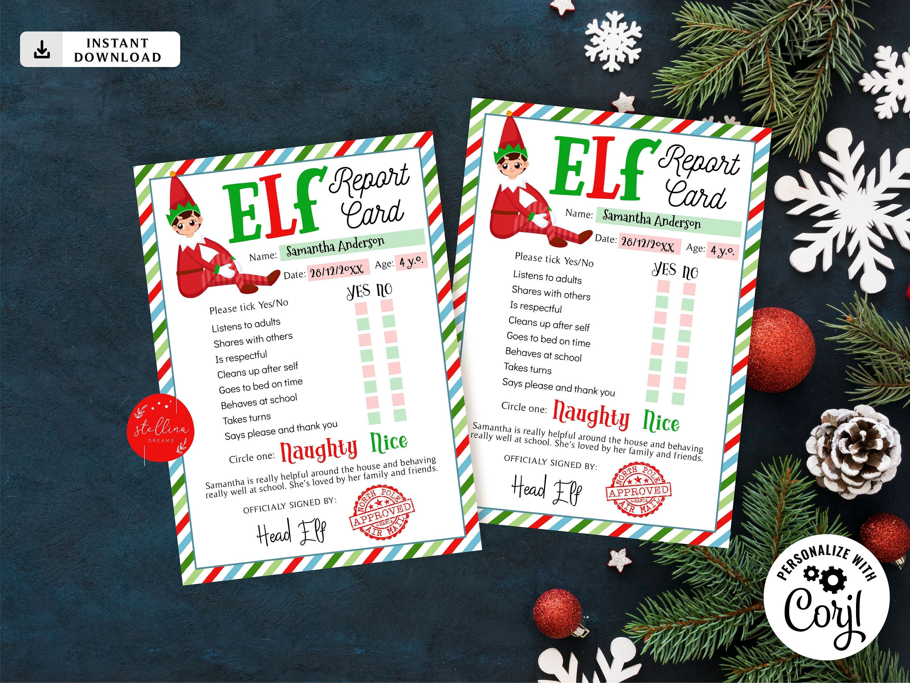 EDITABLE Elf Report Card Elf Letters Elf Letters INSTANT - Etsy