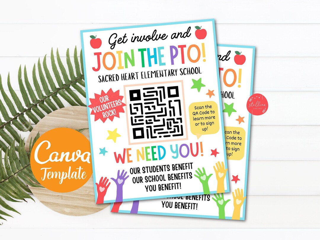 Editable School Pto Pta Recruitment Flyer With QR Code, Printable ...