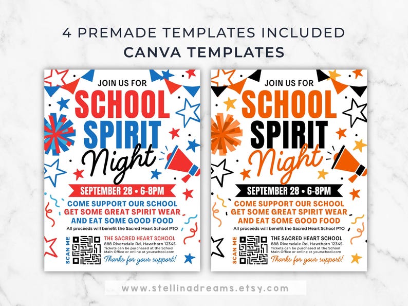 Editable School Spirit Night Flyer: PTA/PTO Fundraiser Canva Template ...
