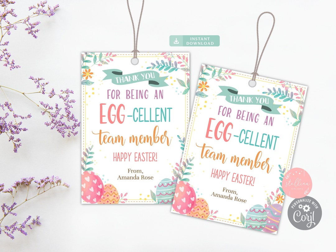 Eggcellent Easter Tags, Printable Happy Easter Tags, Easter Printables ...