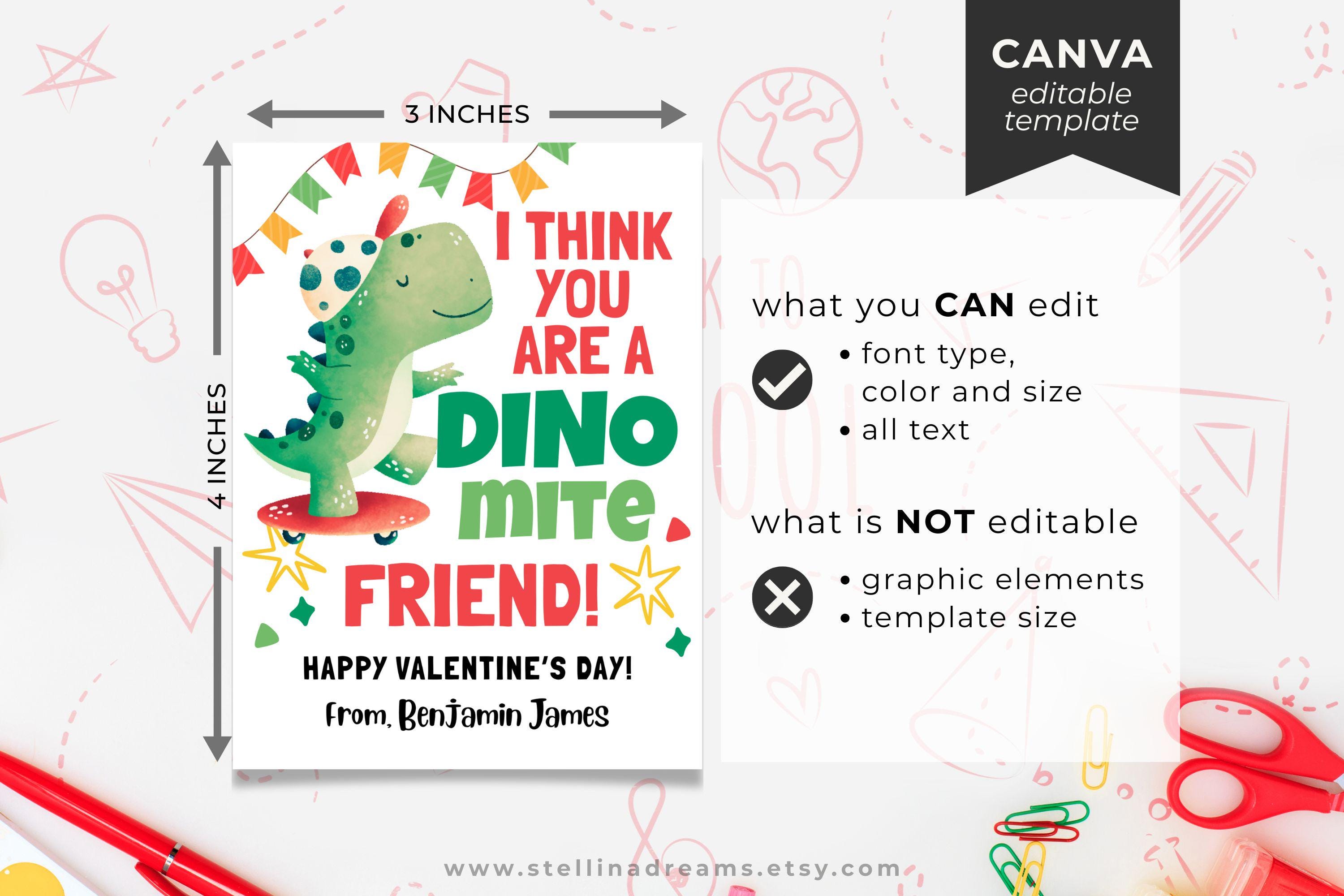 Dinosaur Valentine Cards for Kids | Printable Dino Classroom Cards ...