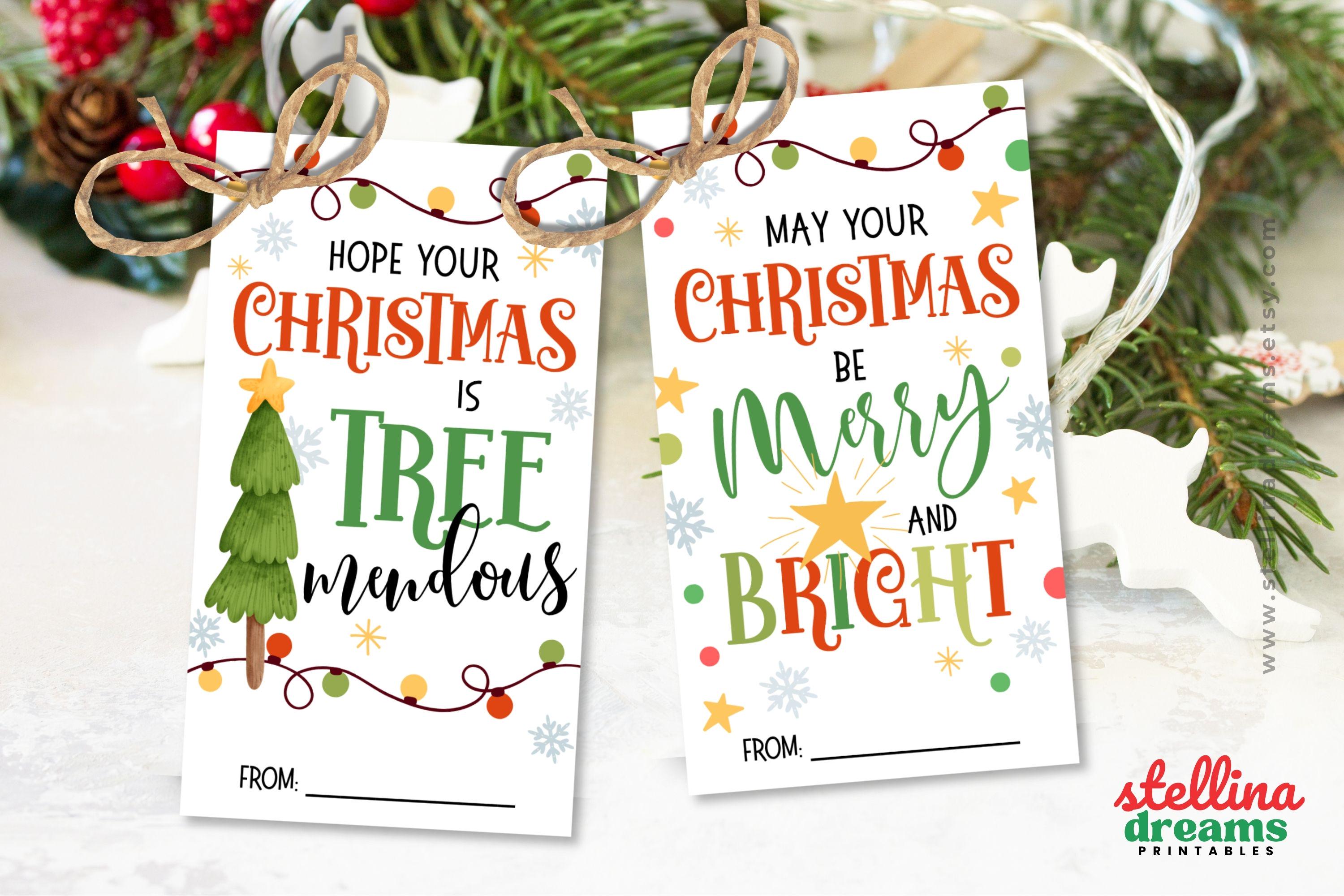 Printable Christmas Gift Tags Bundle | Merry & Bright Treat Tags ...