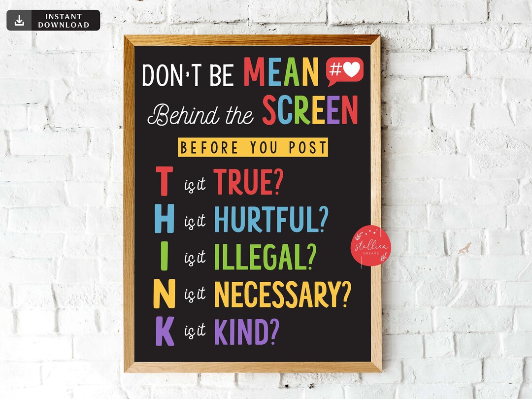 Anti Cyber Bully Poster Classroom Decor, Computer Lab Poster Art ...