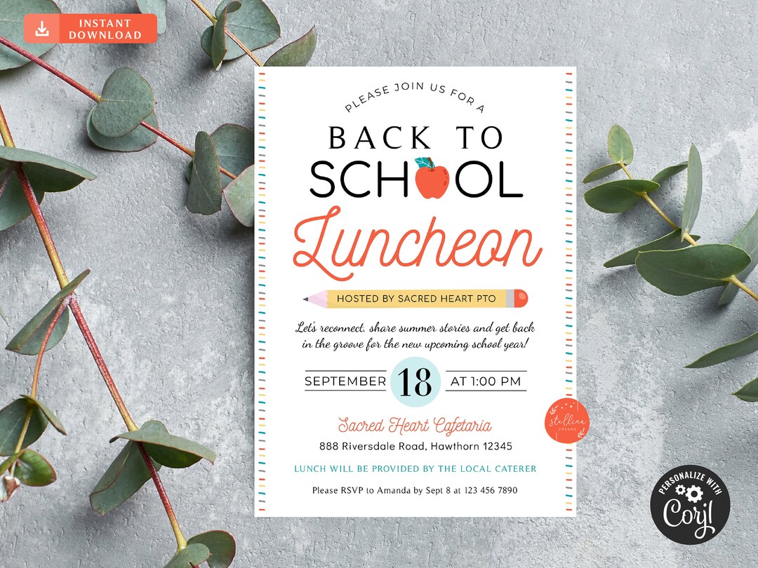 Editable Back to School Luncheon Invitation: Printable PTA PTO Flyer ...