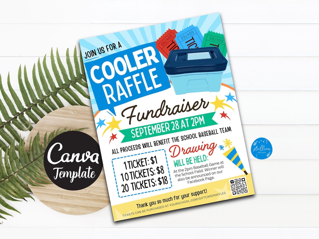 Editable Cooler Raffle Ticket Fundraiser Flyer, Food Drink Raffle ...