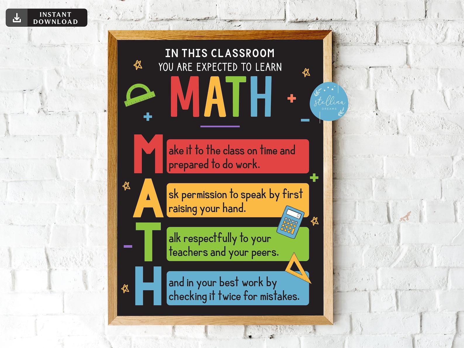 MATH Teacher Classroom Poster Printable Math Classroom Rules - Etsy ...