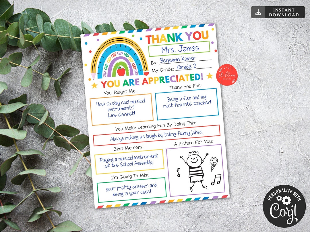 EDITABLE All About Teacher Fill in Blank Printable, Teacher ...