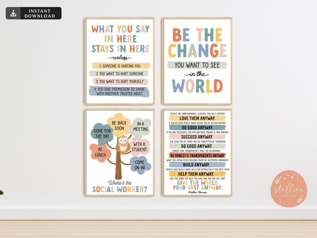 Social Worker Posters, Social Work Office Decor, Door Hanger, Social ...