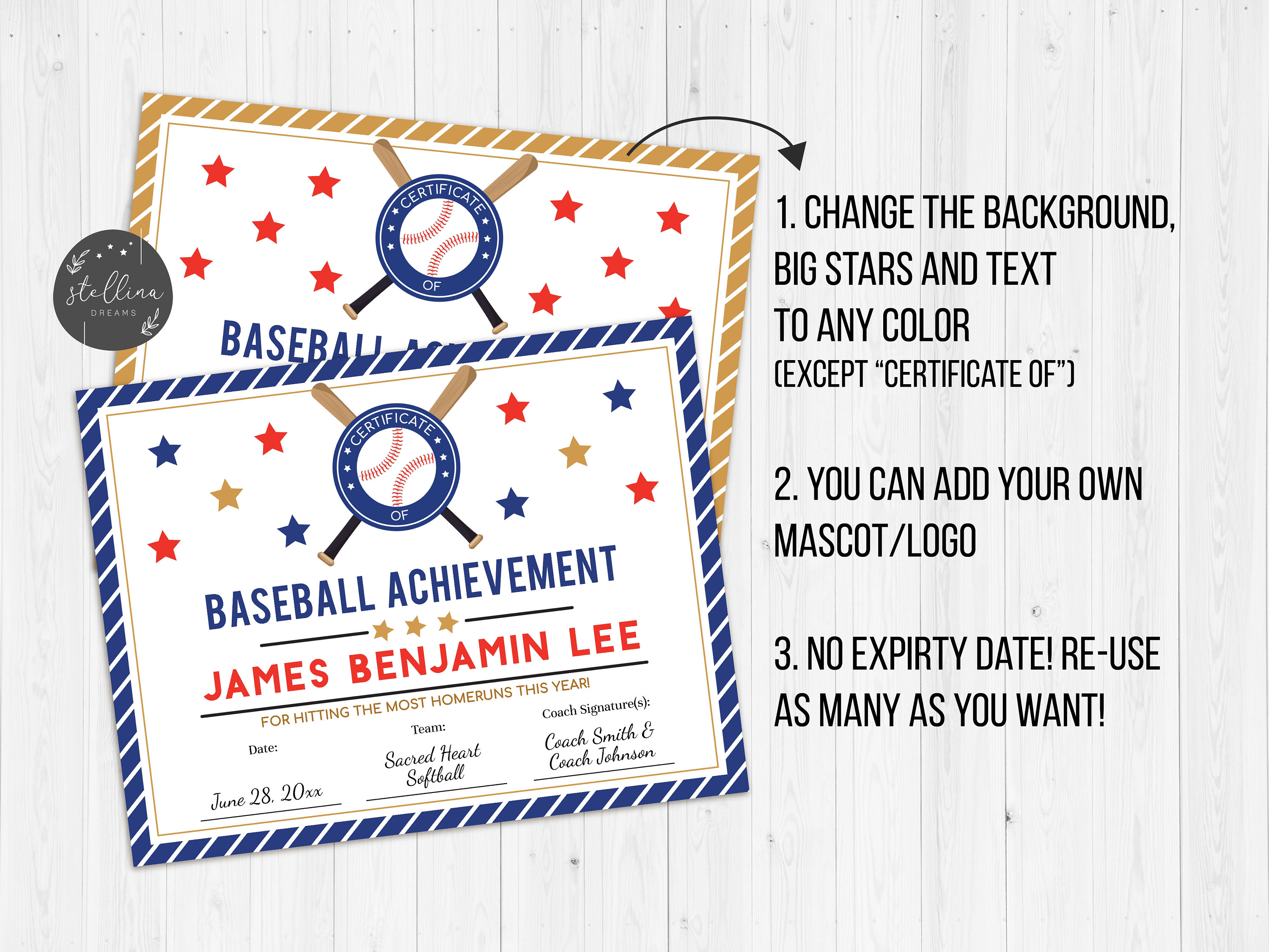 EDITABLE Baseball Award Certificates, Team Baseball Awards, Baseball ...