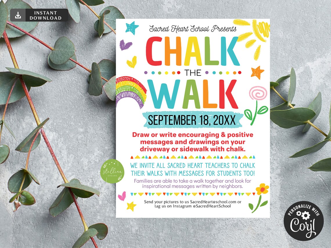 EDITABLE Chalk the Walk Flyer Homeschool Social Connection - Etsy
