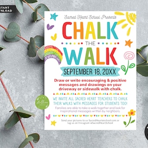 EDITABLE Chalk the Walk Flyer, Homeschool Social Connection Event Idea ...