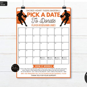 Printable Basketball Pick a Date to Donate Printable, Basketball ...