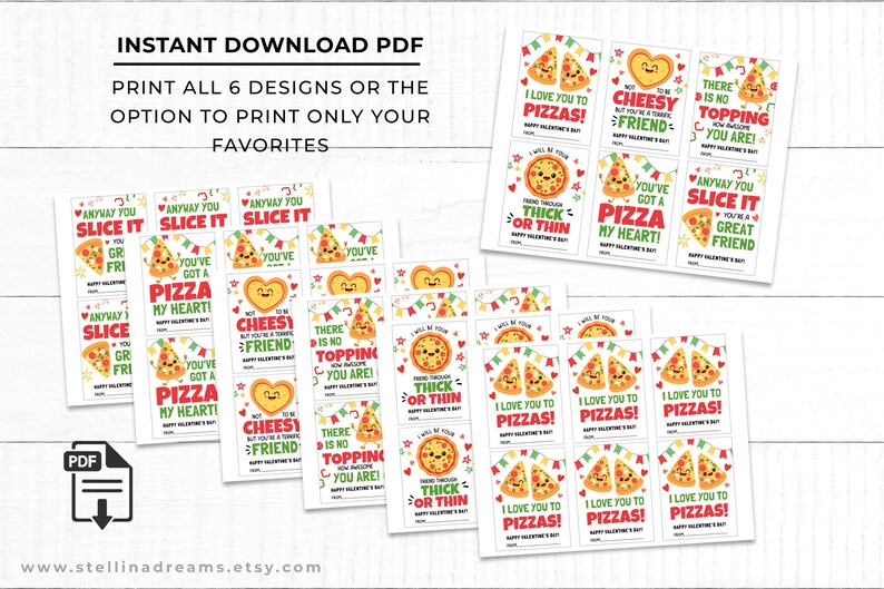 Pizza Valentine Cards for Kids | Classroom Valentine Exchange Bundle ...