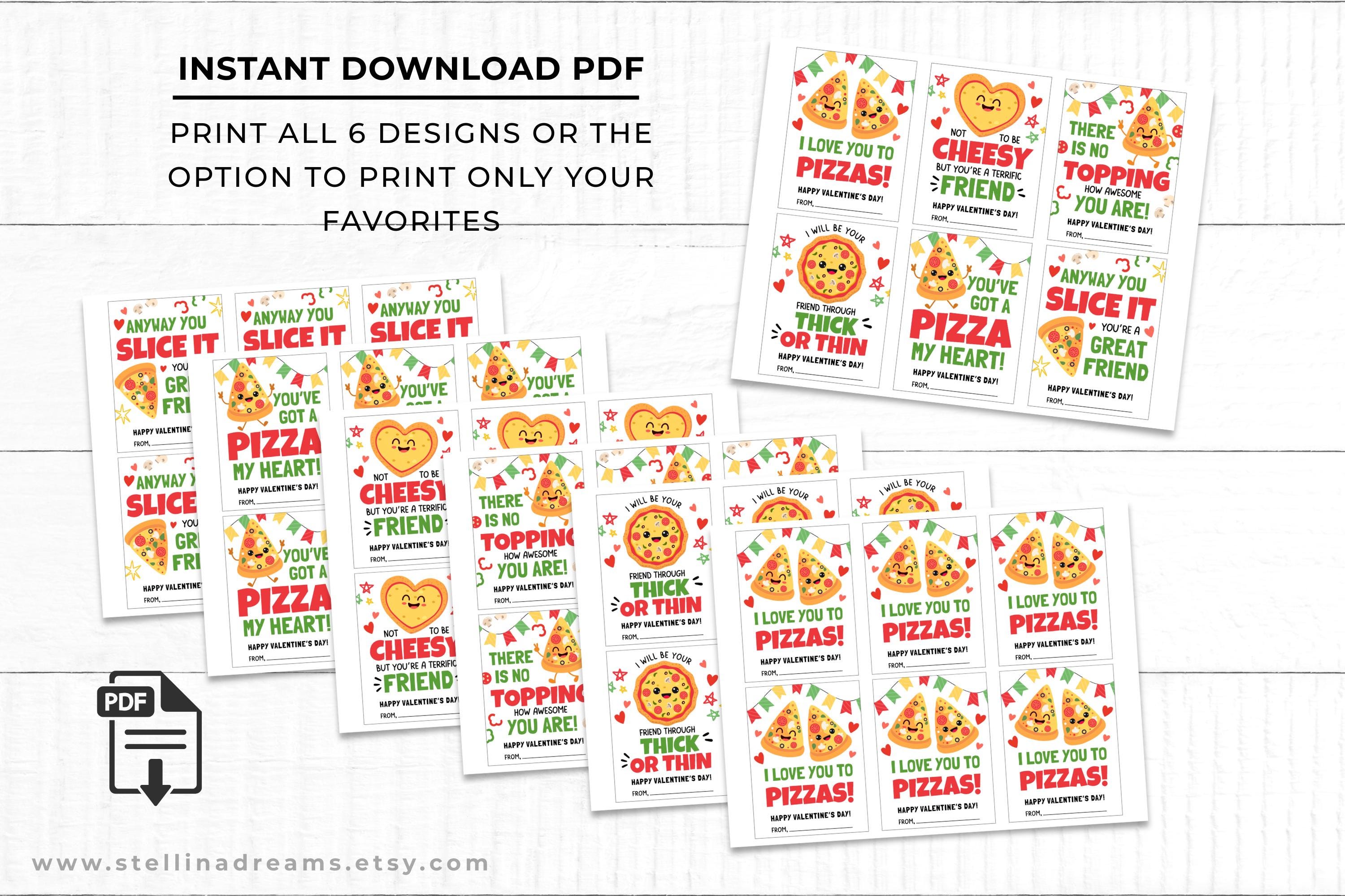 Pizza Valentine Cards for Kids | Classroom Valentine Exchange Bundle ...
