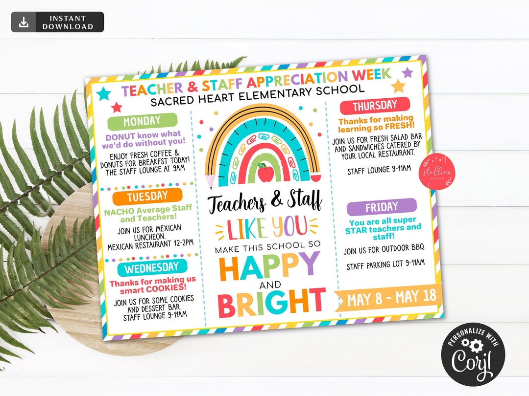 Make This School so Bright & Happy Rainbow Boho Theme EDITABLE Teacher ...