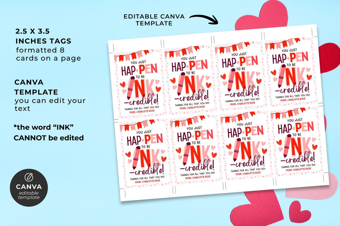 Valentine’s Day Pen Gift Tags | You Just Hap-pen to Be Ink-credible ...