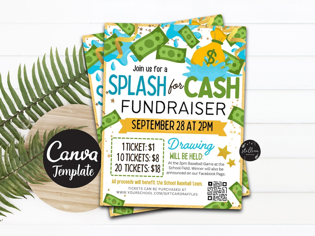 Editable Splash for Cash Fundraiser Flyer, Water Fundraiser ...