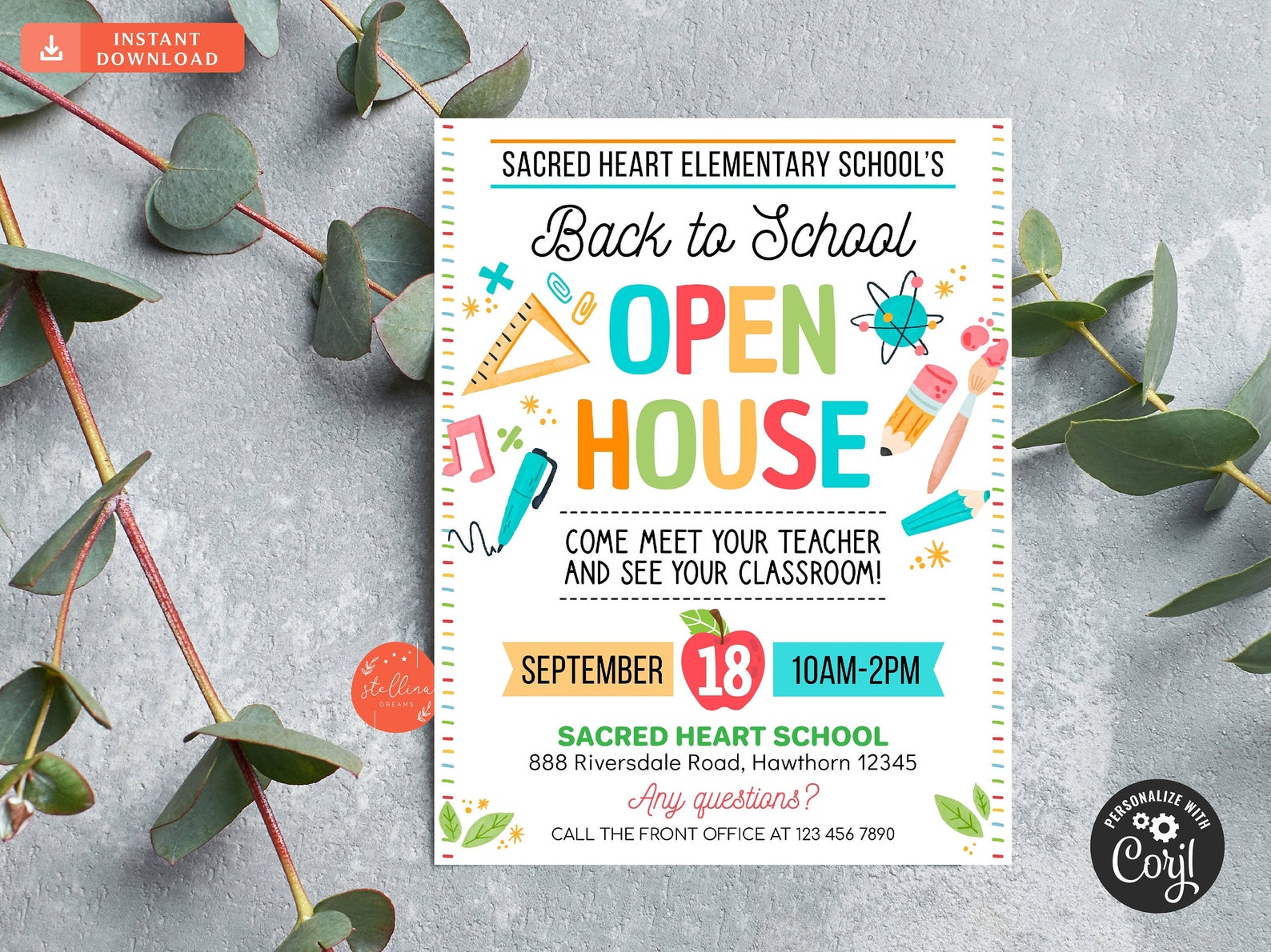School Open House Flyer: Back to School Invitation (EDITABLE Template ...