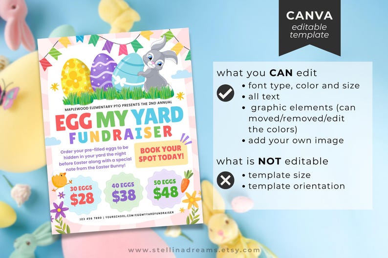 Editable Egg My Yard Bundle | Canva Template | Easter Fundraiser Flyer ...