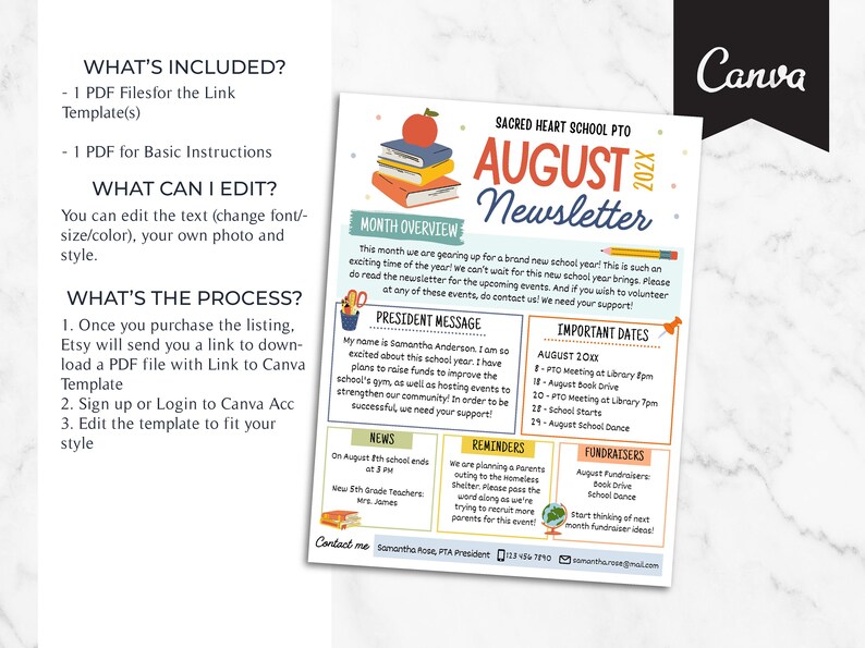 Editable Yearly Pto Pta Newsletter Template Set, Classroom Printable ...