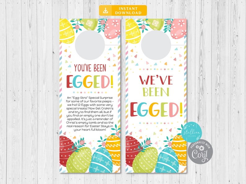 You've Been Egged Door Hangers, Easter Printables, Easter Egg Hunt Sign ...